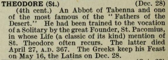28 December – Saint Theodorus of Tabenna, the Sanctified – Nihil sub ...