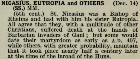 14 December – Saint Nicasius – Nihil sub sole novum