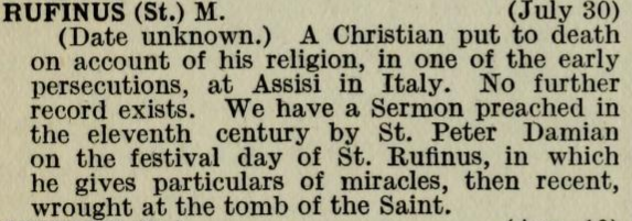 11 August – Saint Rufinus of Assisi – Nihil sub sole novum