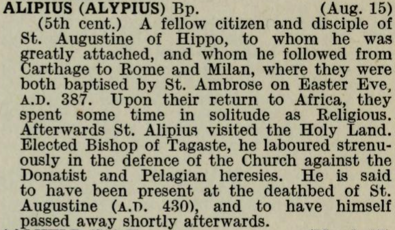 15 August – Saint Alypius of Thagaste – Nihil sub sole novum